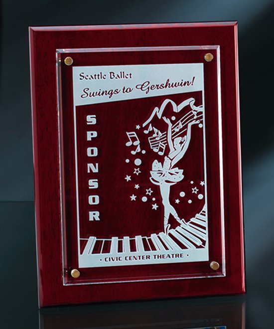 Floating Rosewood & Glass Plaque with Standoffs | Edco Awards