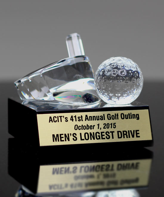 Crystal Golf Ball & Driver Trophy | CRY305 | Edco Awards