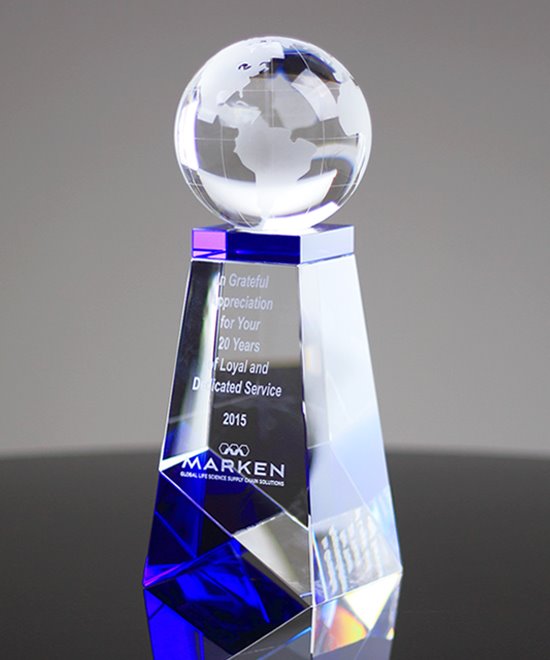 Crystal Planet World Globe Award Trophy | Edco Awards