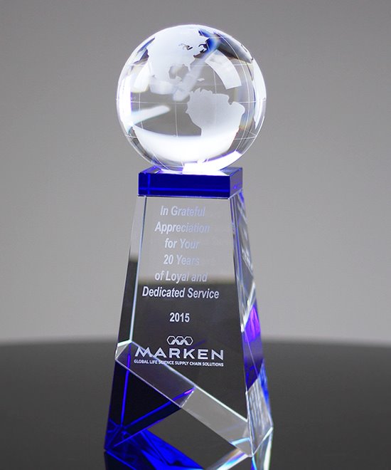 Crystal Planet World Globe Award Trophy | Edco Awards