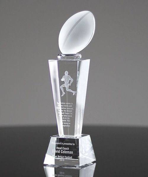 Crystal Football Tower Trophy CRY212 | Edco Awards