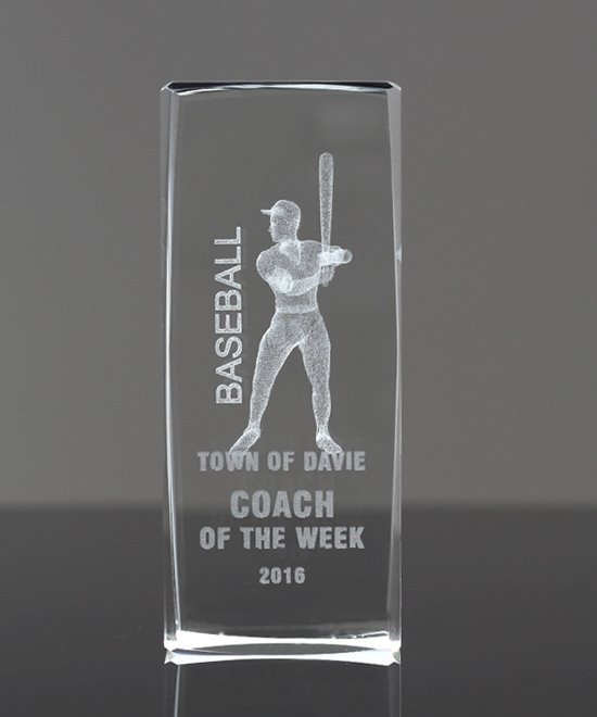 Baseball 3D Sports Crystal Trophy | RFB1210 | Edco Awards