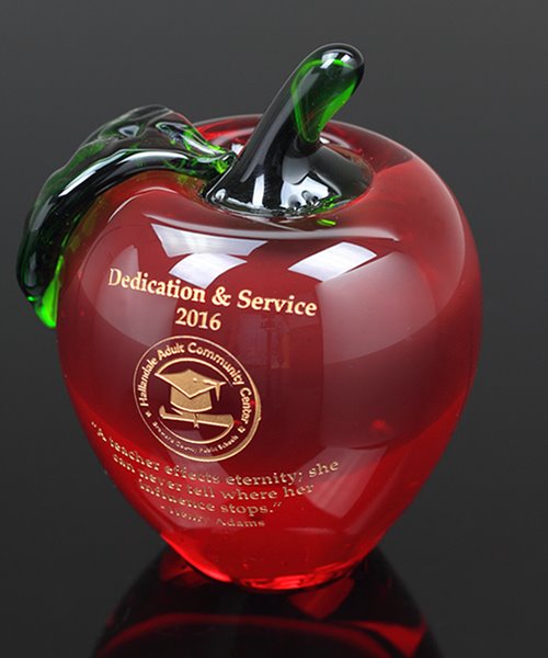 Red Crystal Apple Paperweight Award | G1350 | Edco Awards