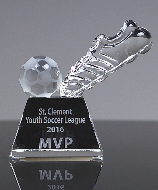 Crystal Soccer Ball and Cleat Trophy | Edco Awards