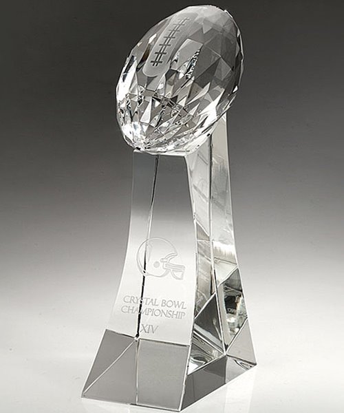 Large Faceted Crystal Football Trophy | OCFB08 | Edco Awards
