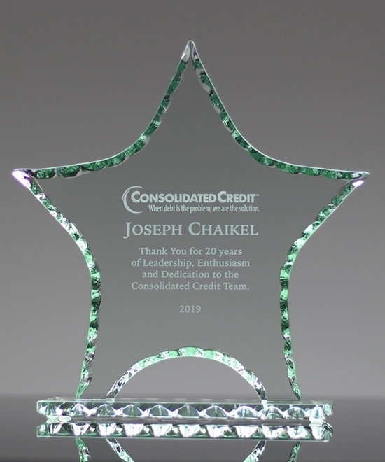 Pearl Edge Jade Glass Star Award | Edco Awards