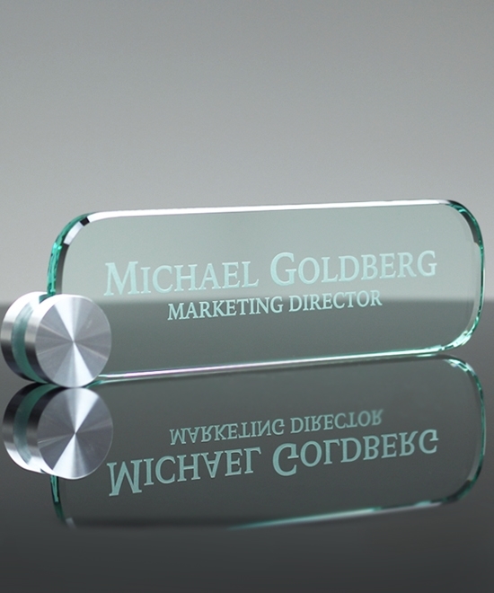 Elliptical Glass Name Plate | Edco Awards