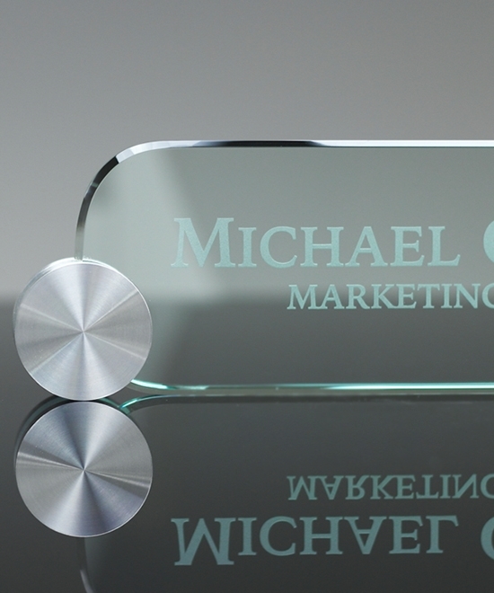 Elliptical Glass Name Plate | Edco Awards