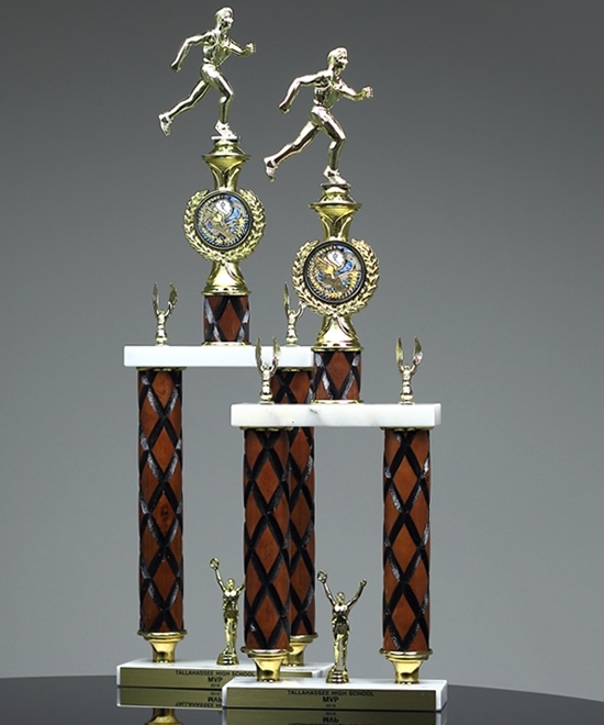 Classic Wood Column Trophy with Custom Insert Riser | Edco Awards