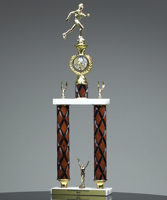 Classic Wood Column Trophy with Custom Insert Riser | Edco Awards