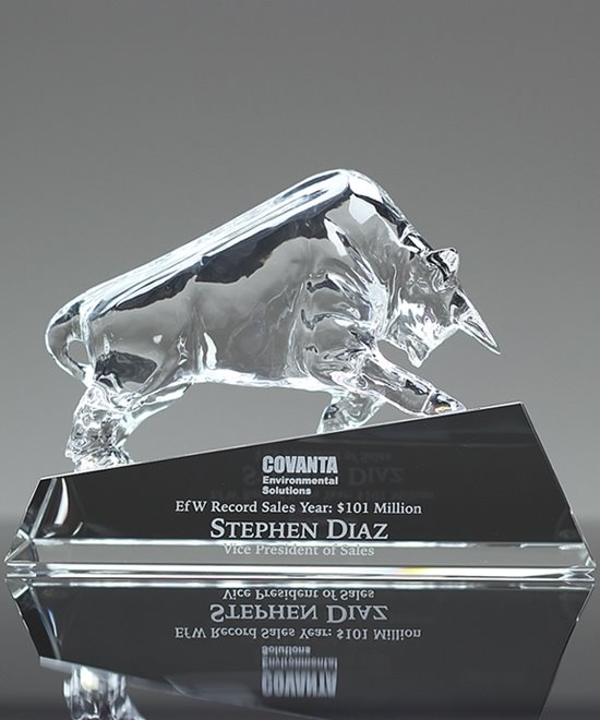 Clear Crystal Optimistic Bull Award | C1010 | Edco Awards