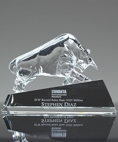 Clear Crystal Optimistic Bull Award | C1010 | Edco Awards