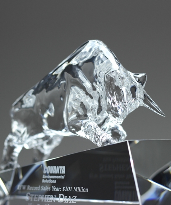 Clear Crystal Optimistic Bull Award | C1010 | Edco Awards