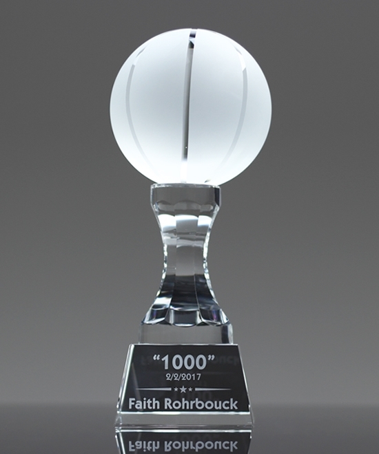 Crystal Basketball Trophy Tower CRY148 | Edco Awards