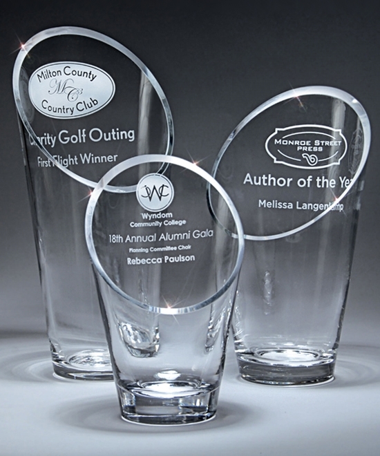 Luminous Glass Slanted Trophy Vase | Edco Awards