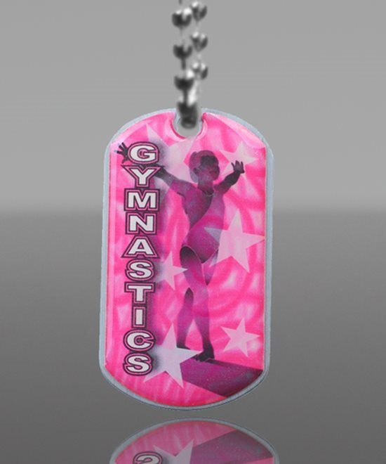 Gymnastics Epoxy Domed Dog Tag with Chain