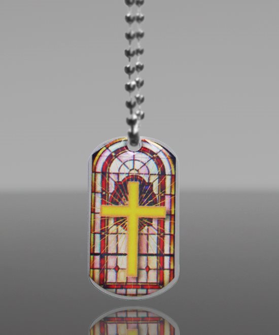 Religion Theme Epoxy Domed Dog Tag with Chain | Edco Awards