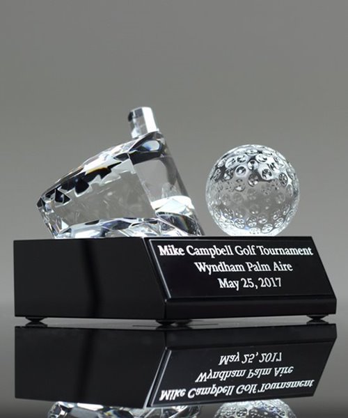 Crystal Golf Ball & Driver Trophy | CRY305 | Edco Awards