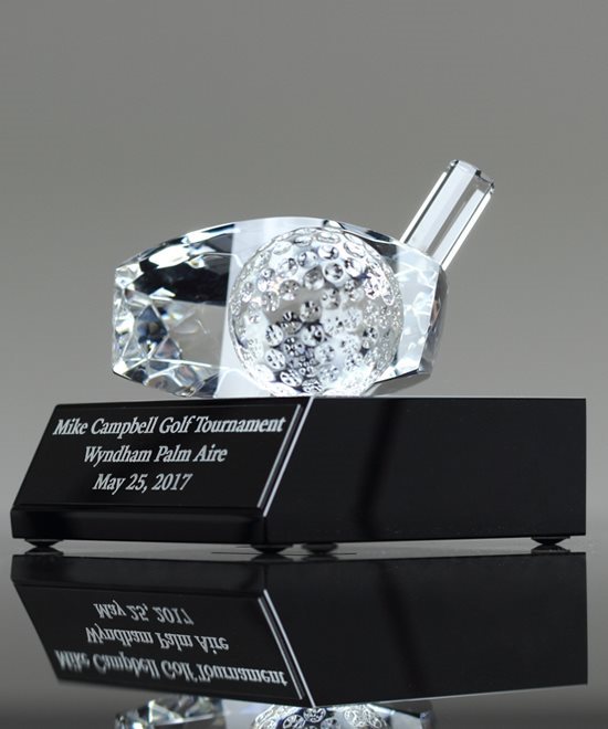 Crystal Golf Ball & Driver Trophy | CRY305 | Edco Awards
