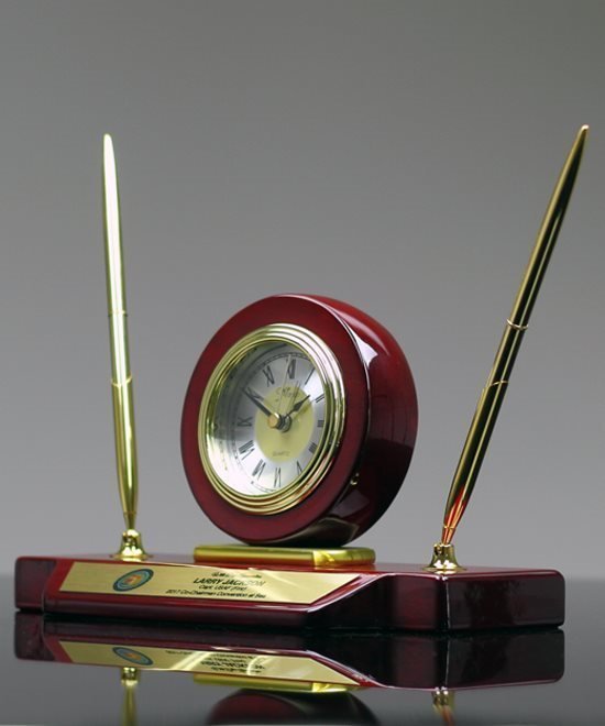 Rosewood Pen Set & Award Clock | Edco Awards