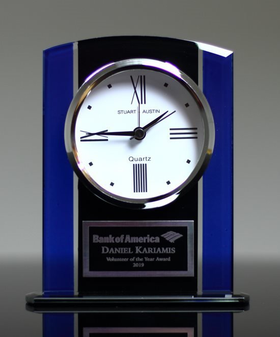 Black & Blue Glass Clock Award | BC973 | Edco Awards