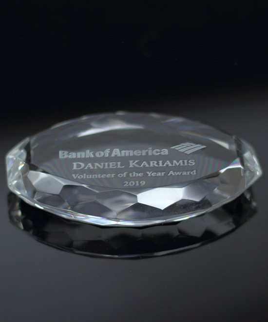 Multifaceted Crystal Paperweight Oval | Edco Awards