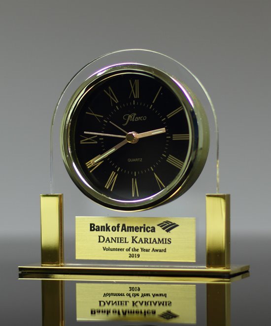 Acrylic & Brass Desk Clock | Edco Awards