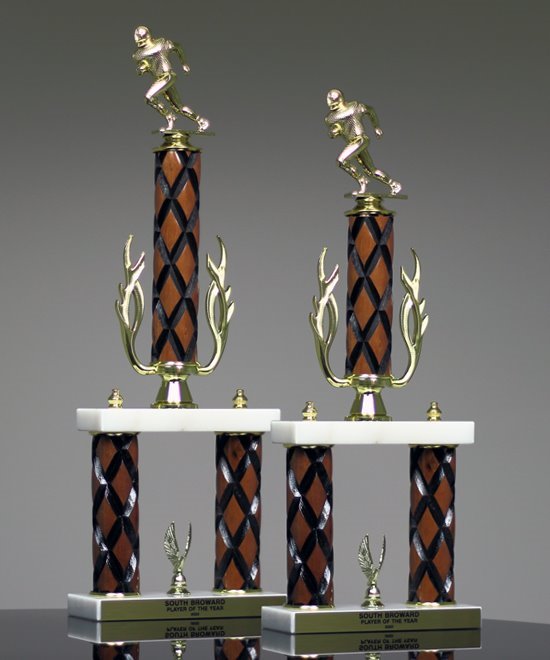 Classic Wood Column Two Post Football Trophy | Edco Awards