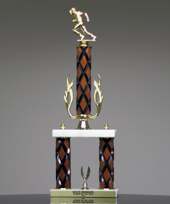 Classic Wood Column Two Post Football Trophy | Edco Awards