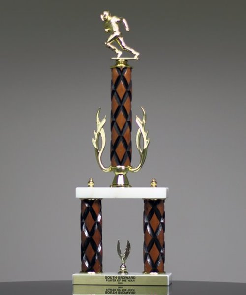 Classic Wood Column Two Post Football Trophy | Edco Awards