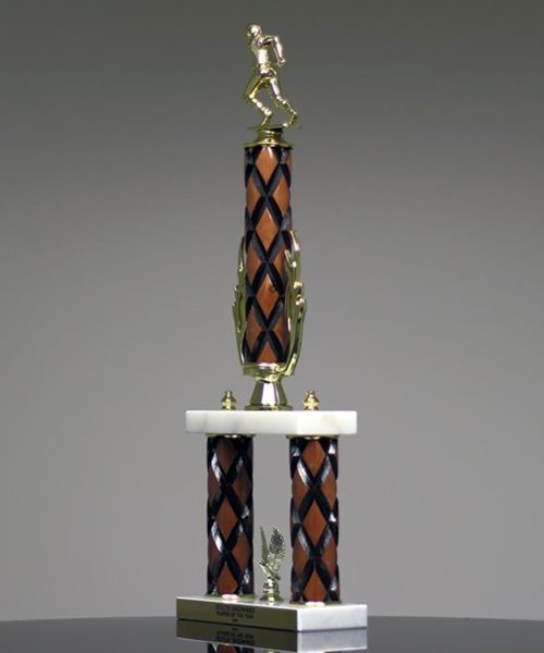 Classic Wood Column Two Post Football Trophy | Edco Awards