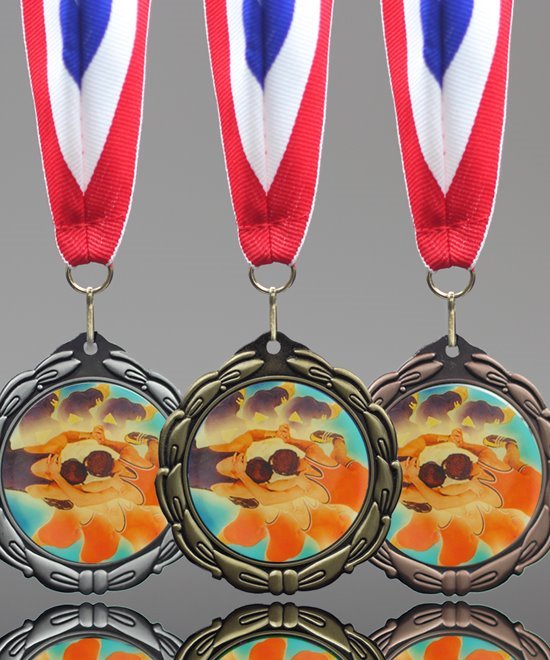 Wrestling Epoxy Domed Medal | Edco Awards