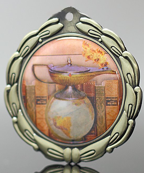 Lamp of Knowledge Epoxy Domed Medal | Edco Awards