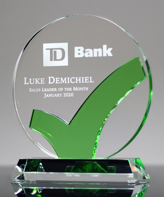 Green Crystal Check Mark Award | Edco Awards