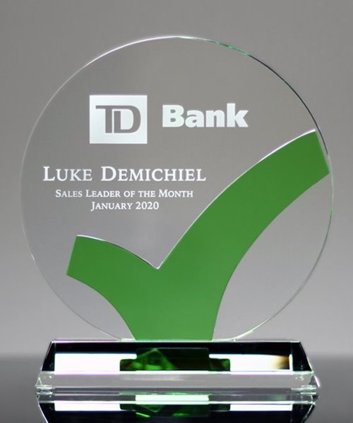 Green Crystal Check Mark Award | Edco Awards