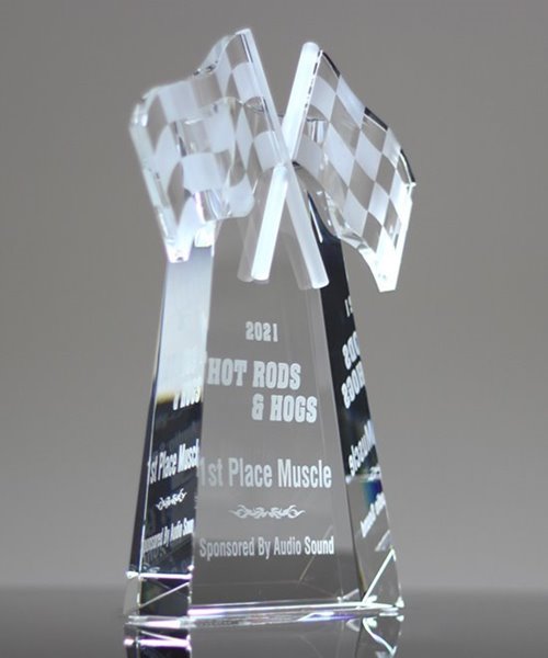Checkered Flags Crystal Trophy | 98126, 98120 | Edco Awards