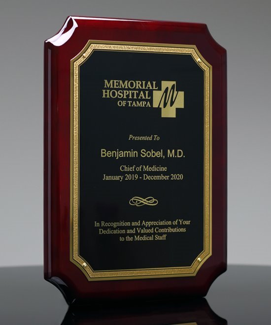 Notched Corner Rosewood Plaque | Edco Awards