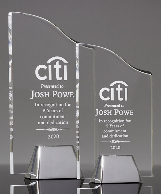Acrylic Wave Award with Chrome Base | Edco Awards