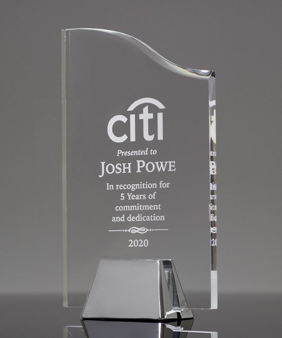 Acrylic Wave Award with Chrome Base | Edco Awards