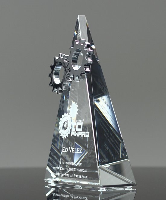 Crystal Triangle Gears Award | YJ138L | Edco Awards