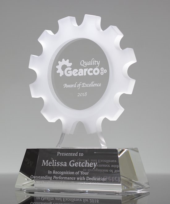 Crystal Gear Award, Gear Trophy YJ267 | Edco Awards