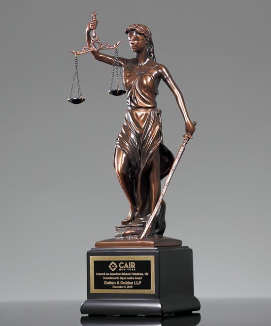 Lady of Justice Award RFB263 | Bronze Justice Statue | Edco Awards