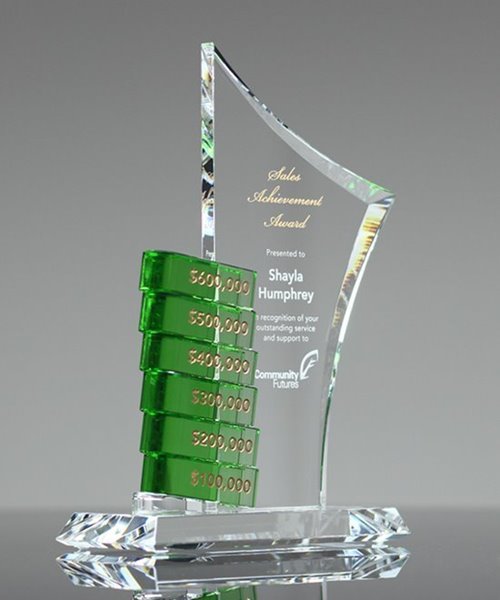 Employee Goal Setter Green Crystal Trophy | Edco Awards
