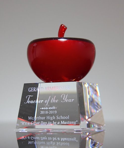 Red Crystal Apple on Base | Edco Awards
