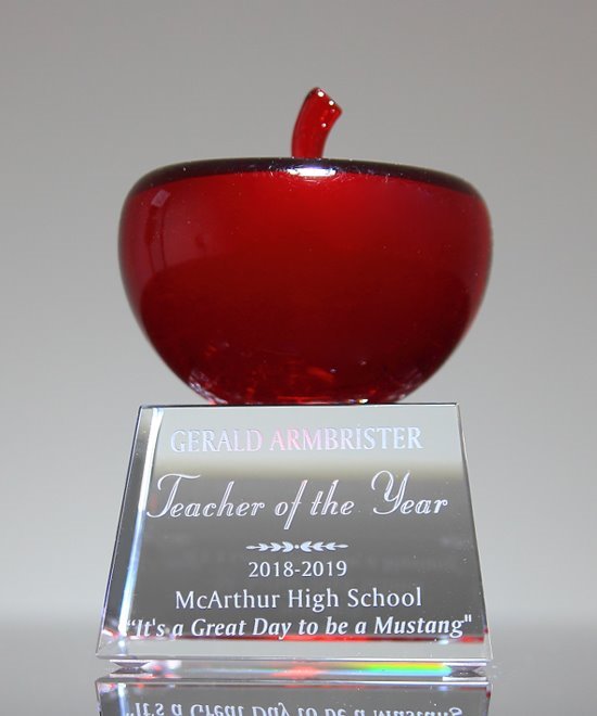 Red Crystal Apple on Base | Edco Awards