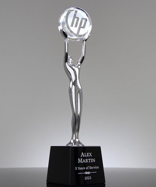 Custom Achievement Crystal Award | Chrome & Black Crystal | Edco Awards