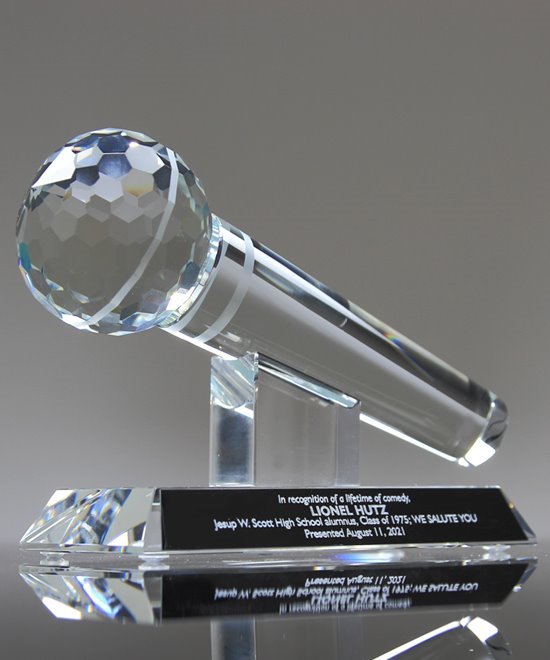Crystal Microphone Trophy | CRY246 Laser Engraved | Edco Awards