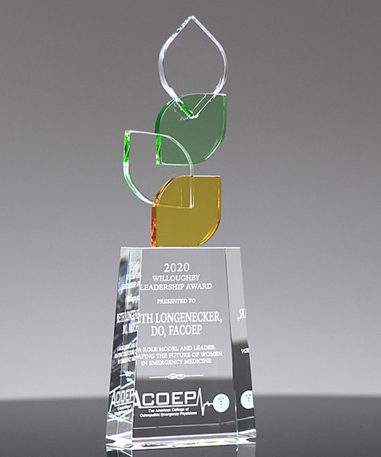 Amber Green Crystal Leaf Award | Edco Awards