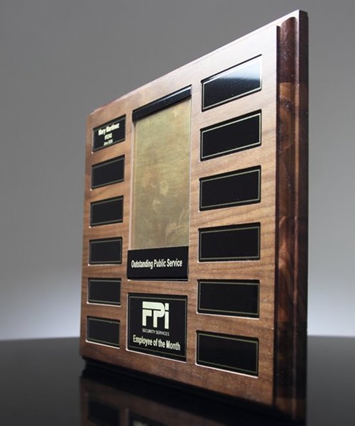 Walnut Perpetual Photo Plaque with Magnetic Plates | Edco Awards