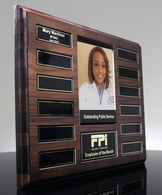 Walnut Perpetual Photo Plaque with Magnetic Plates | Edco Awards